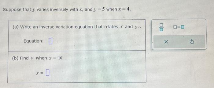 Solved Suppose That Y Varies Inversely With X