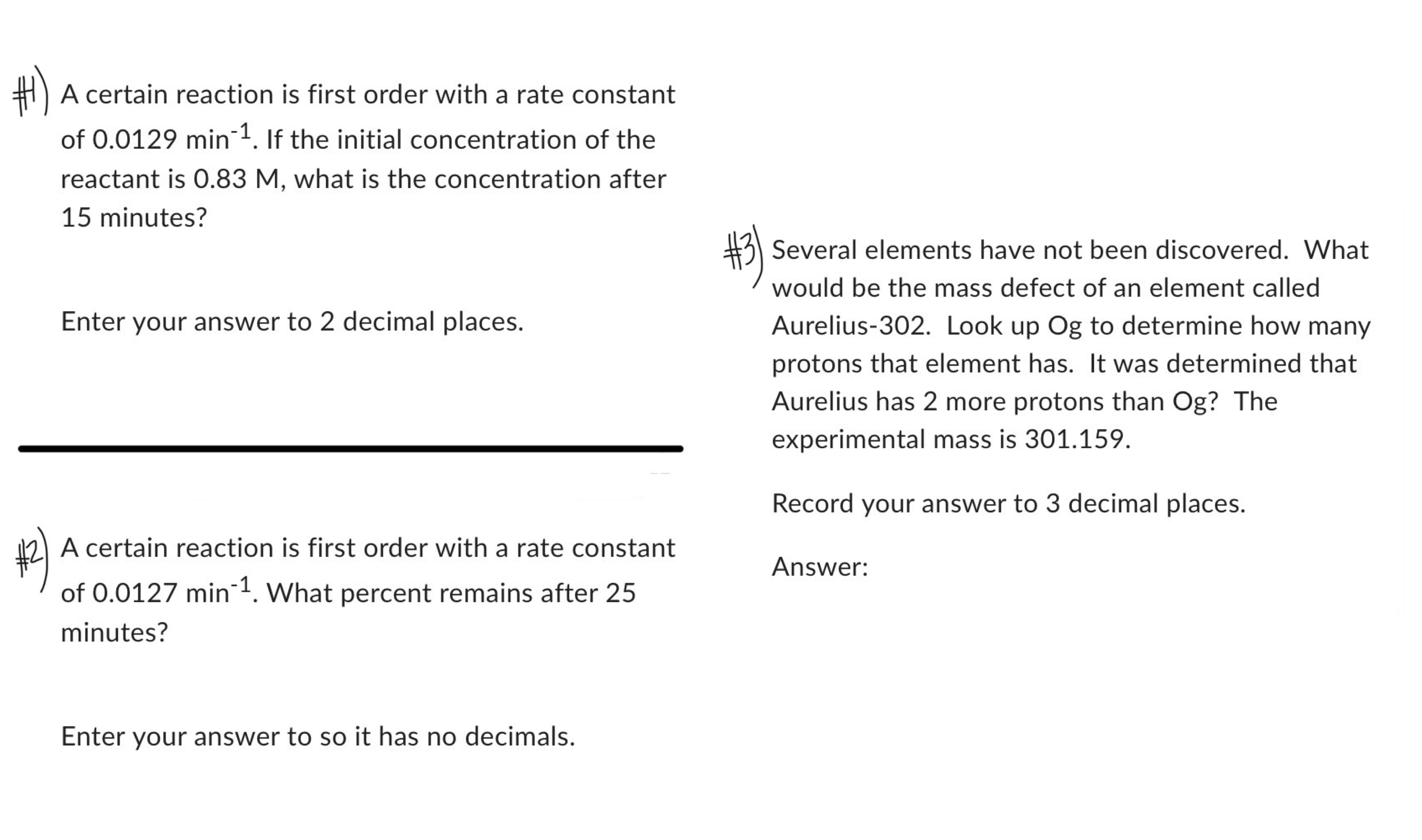 In need of help with these 3 ﻿problems please. Im | Chegg.com