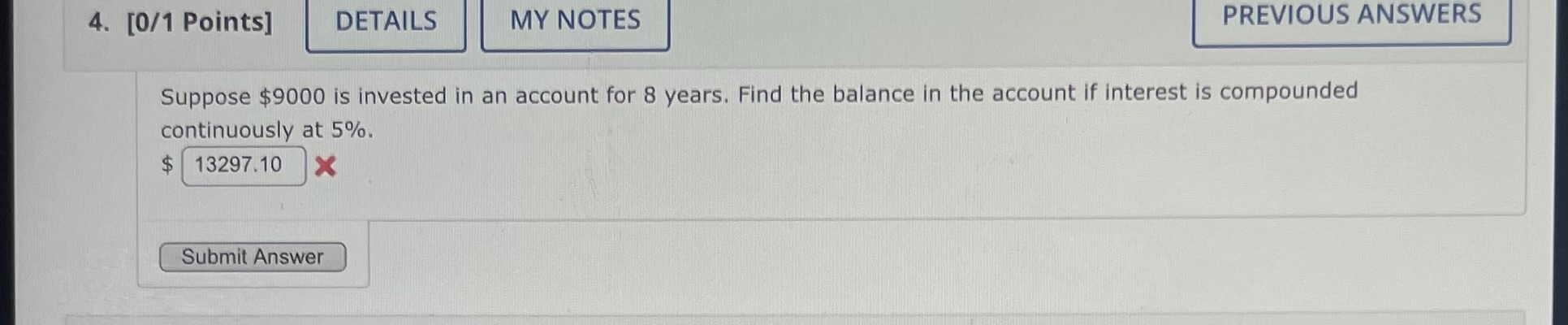 Solved [0/1 ﻿Points]PREVIOUS ANSWERSSuppose $9000 ﻿is | Chegg.com