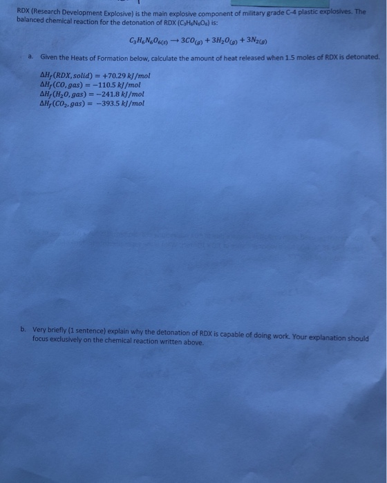 Solved RUX (Research Development Explosive) is the main | Chegg.com