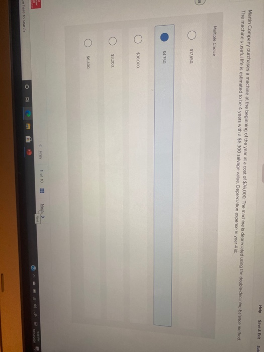 Solved Help Save & Exit Sub Martin Company purchases a | Chegg.com