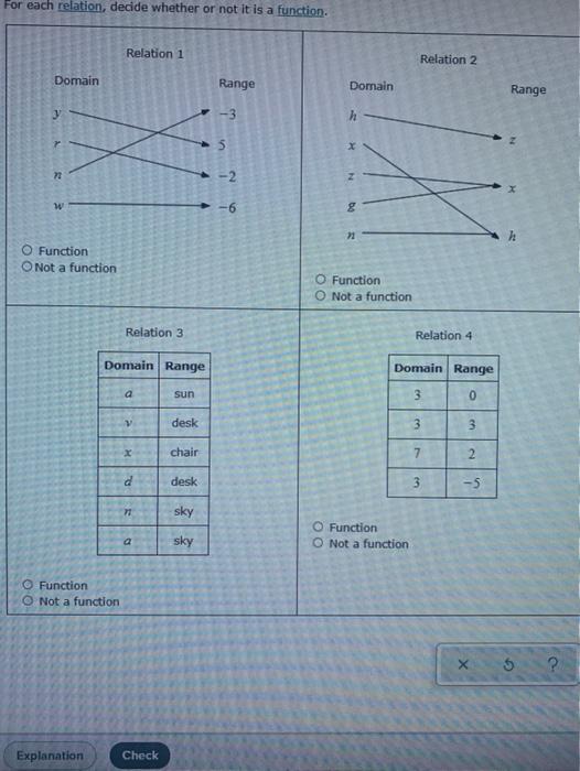 Solved For each relation, decide whether or not it is a | Chegg.com