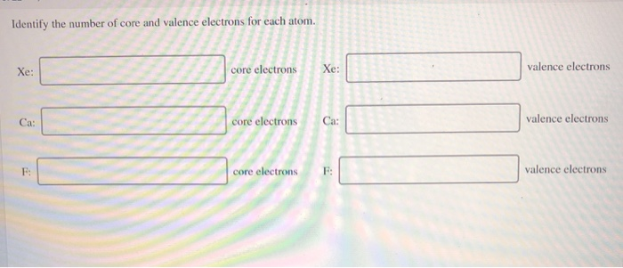 Solved Identify the number of core and valence electrons for | Chegg.com