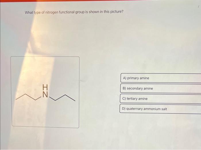 Solved What type of nitrogen functional group is shown in | Chegg.com