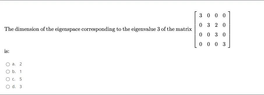 Solved The dimension of the eigenspace corresponding to the | Chegg.com
