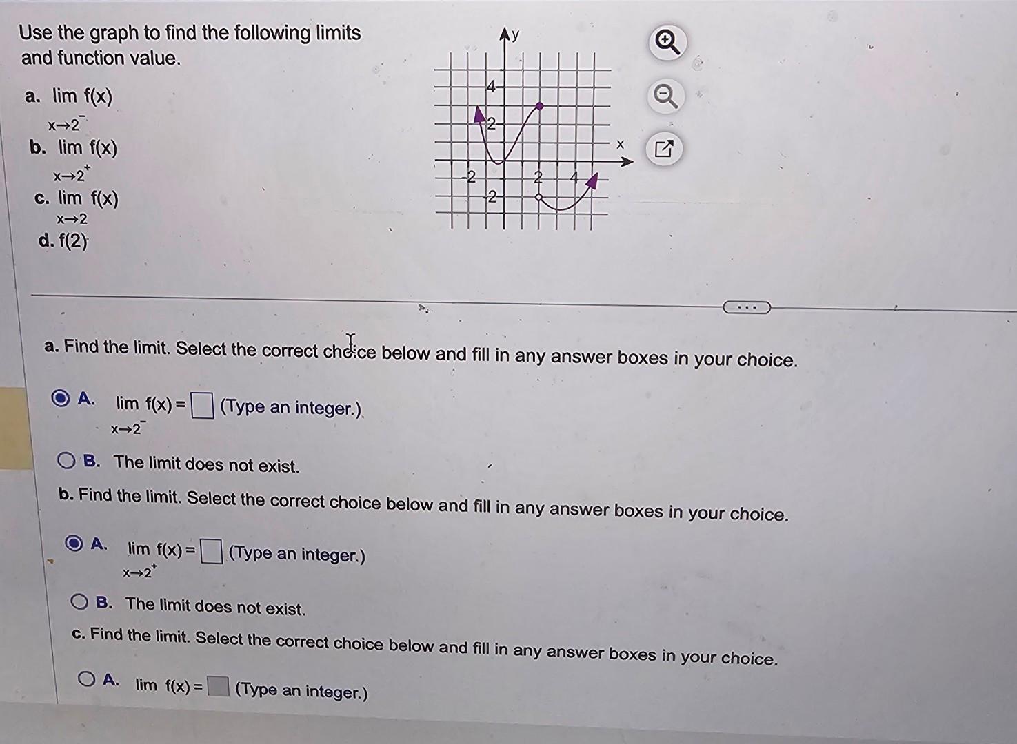 Solved Use the graph to find the following limits and | Chegg.com