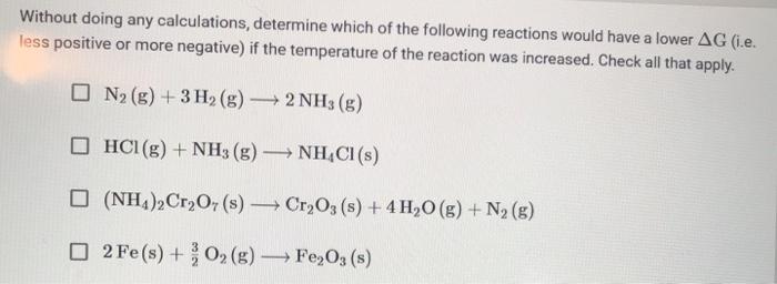 Solved Without doing any calculations, determine which of | Chegg.com