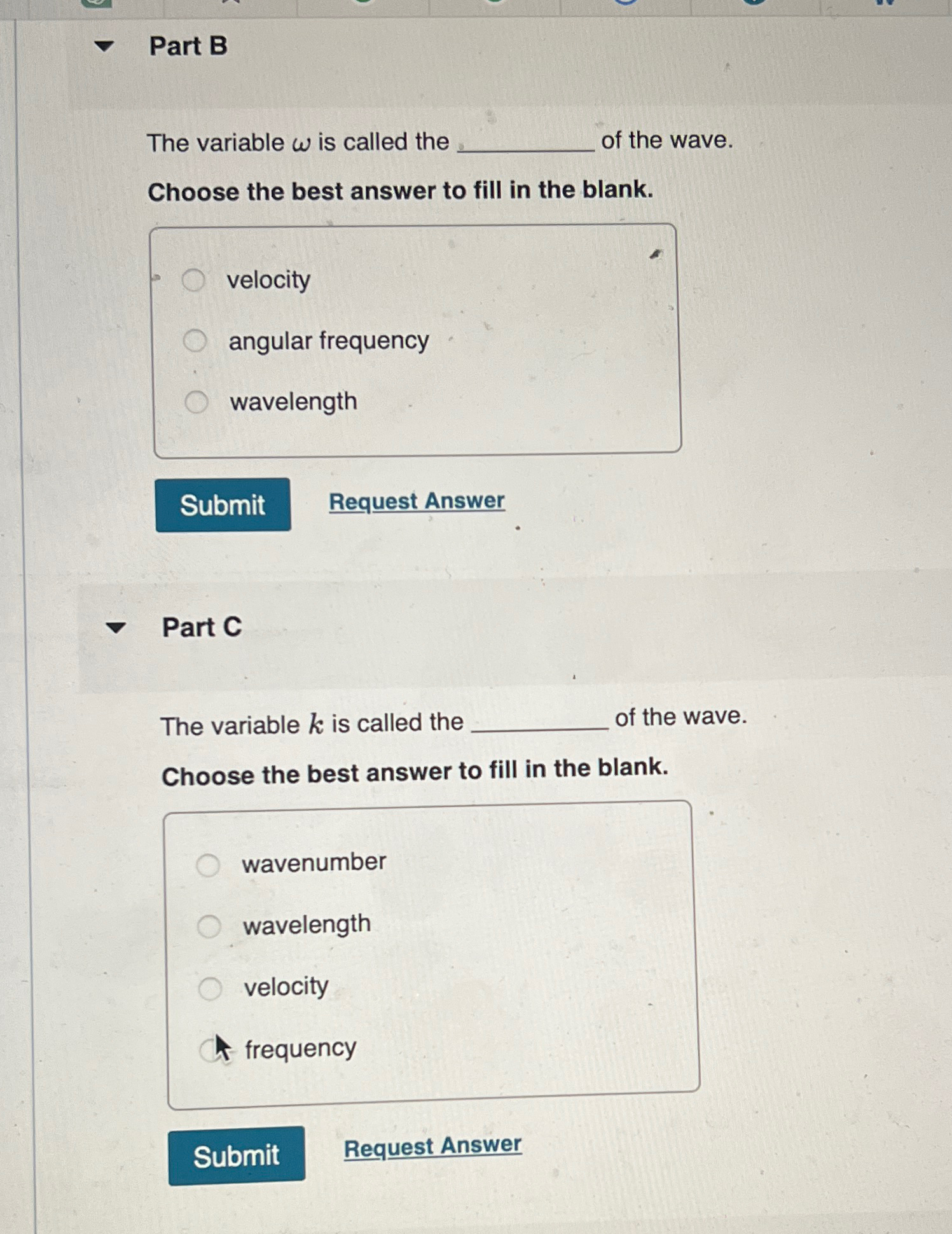 Solved Part BThe variable ω ﻿is called the ﻿of the | Chegg.com
