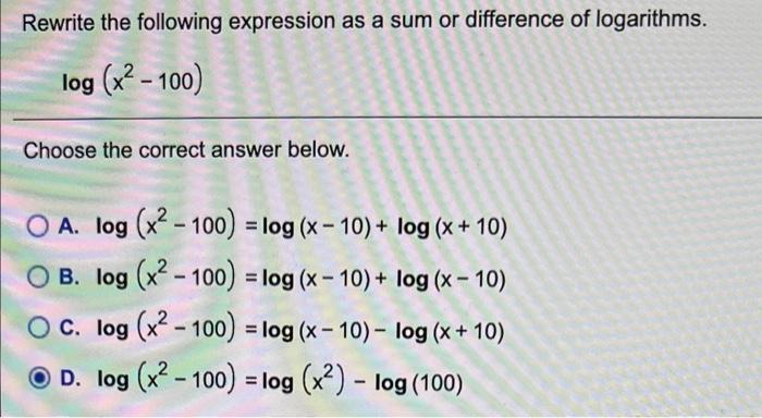Solved Rewrite the following expression as a sum or | Chegg.com