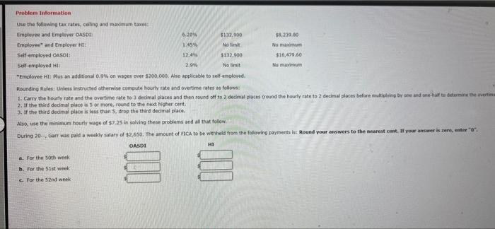 Solved Problem Information Use the following tax rates, | Chegg.com