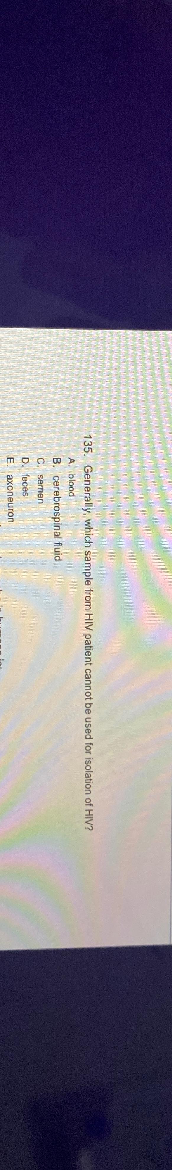 Solved Generally, which sample from HIV patient cannot be | Chegg.com