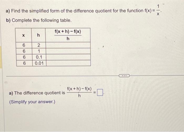 Solved a) Find the simplified form of the difference | Chegg.com