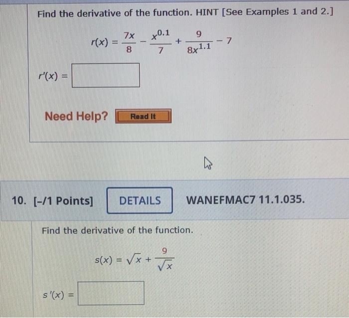 Solved Find the derivative of the function. HINT [See | Chegg.com