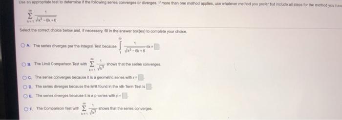 Solved Use the DCT or LCT to test the series for | Chegg.com