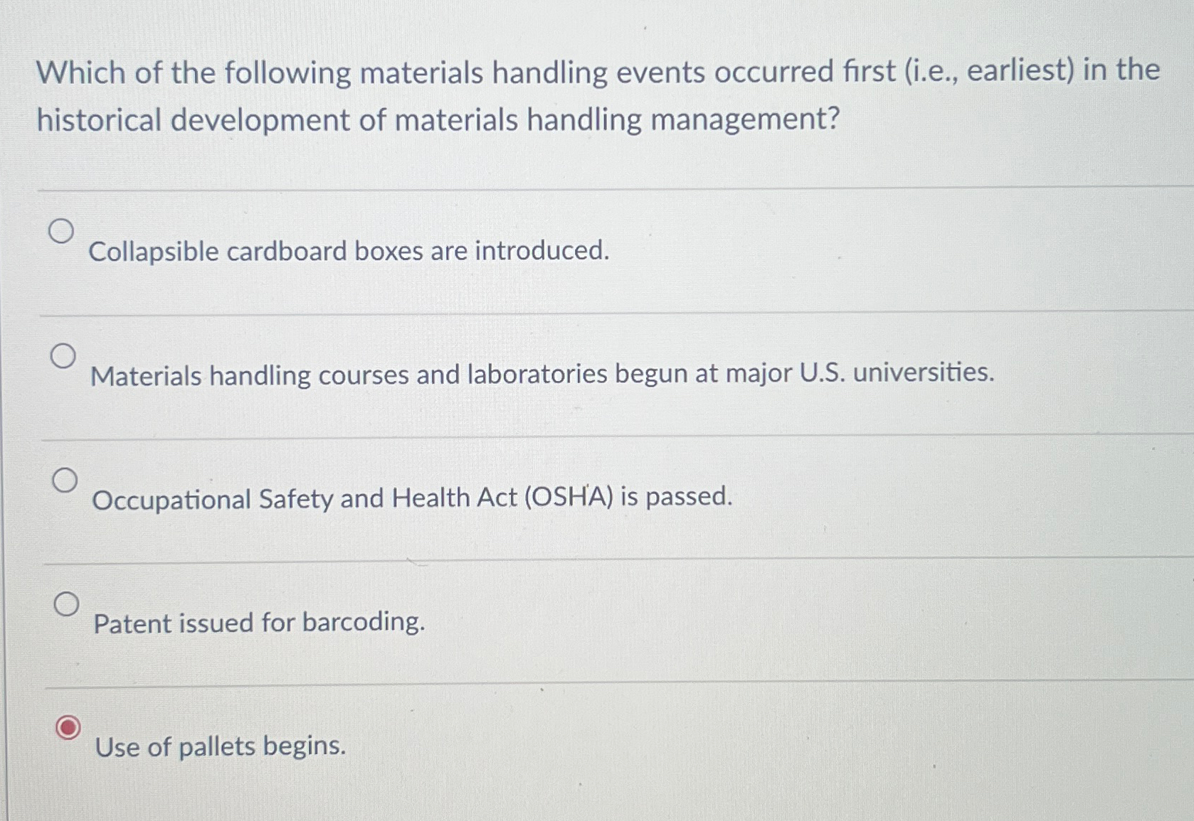 Solved Which of the following materials handling events | Chegg.com