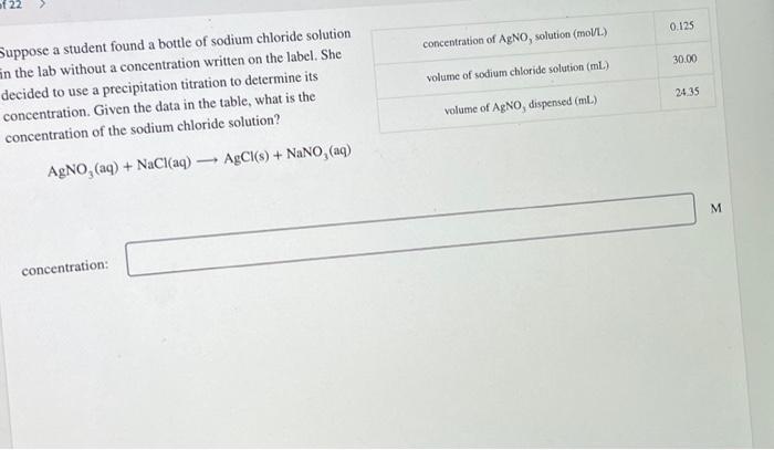 Solved Suppose a student found a bottle of sodium chloride | Chegg.com