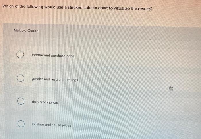Solved Which of the following would use a stacked column | Chegg.com