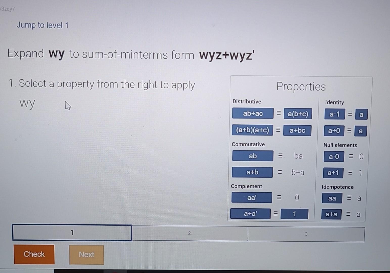 Solved Expand wy to sum-of-minterms form wyz+wyz' 1. Select | Chegg.com