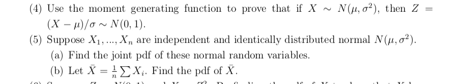 Solved (4) ﻿Use the moment generating function to prove that | Chegg.com