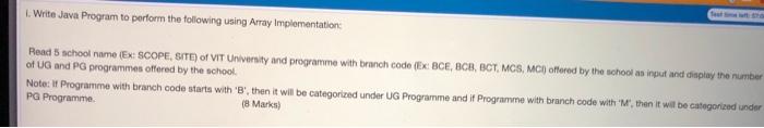 Solved 1. Write Java Program to perform the following using | Chegg.com
