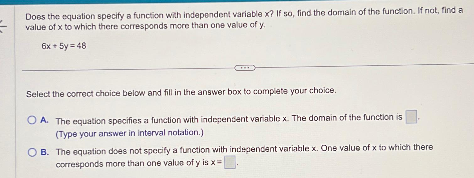 Solved Does the equation specify a function with independent | Chegg.com