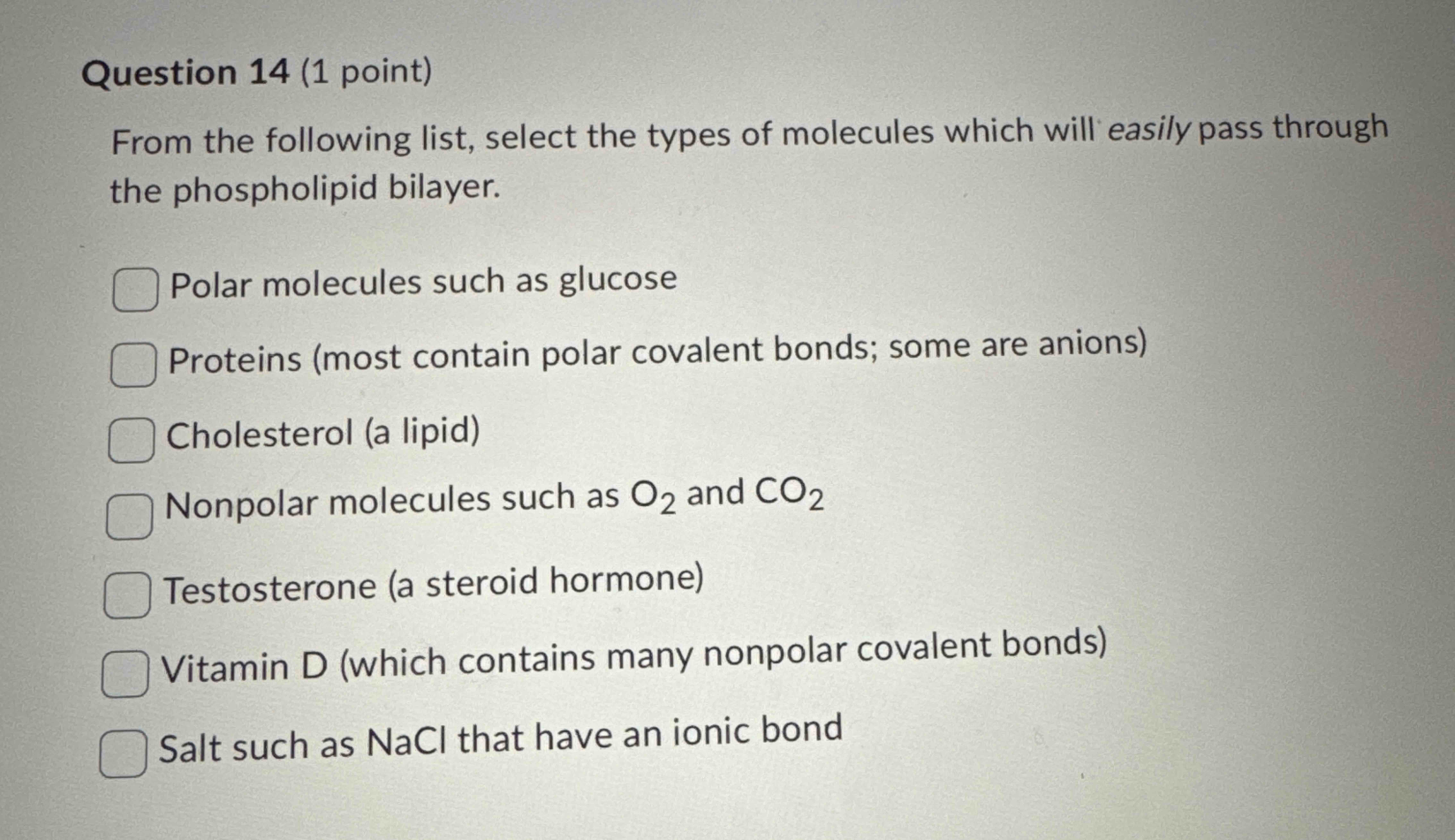 Solved Question 14 (1 ﻿point)From the following list, select | Chegg.com