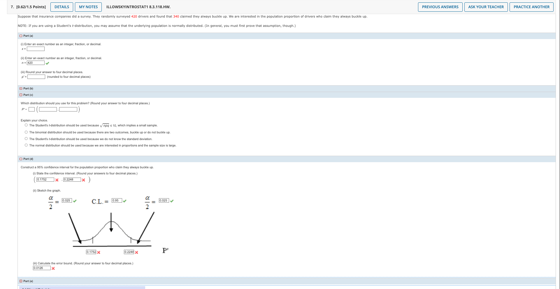 Solved Points]ILLOWSKYINTROSTAT1 8.3.118.HW.Suppose that | Chegg.com