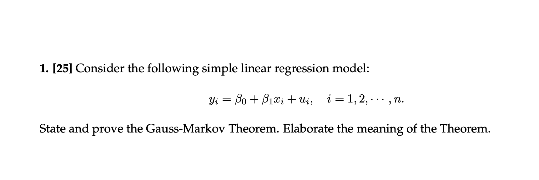 Solved [25] ﻿Consider the following simple linear regression | Chegg.com