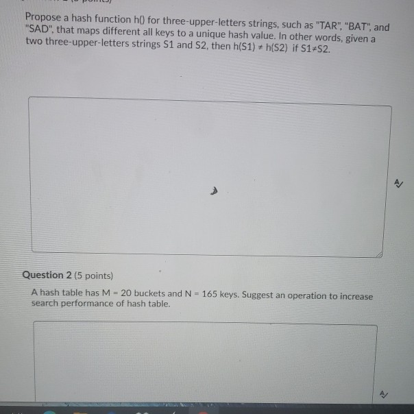 Solved Propose a hash function h() for three-upper-letters | Chegg.com