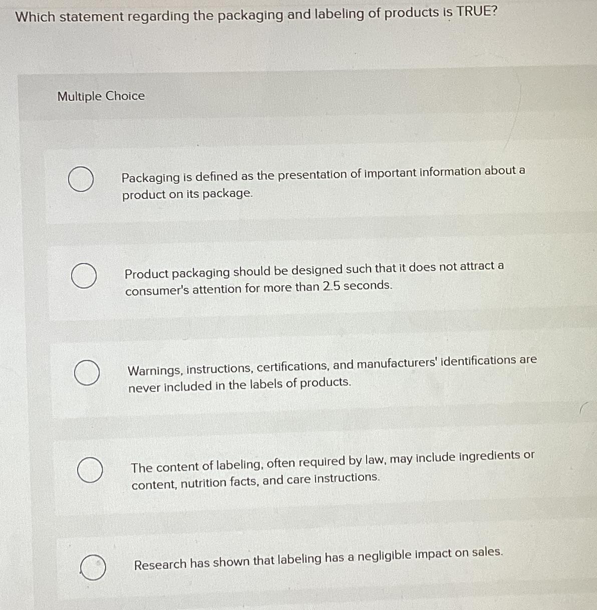 Solved Which statement regarding the packaging and labeling | Chegg.com