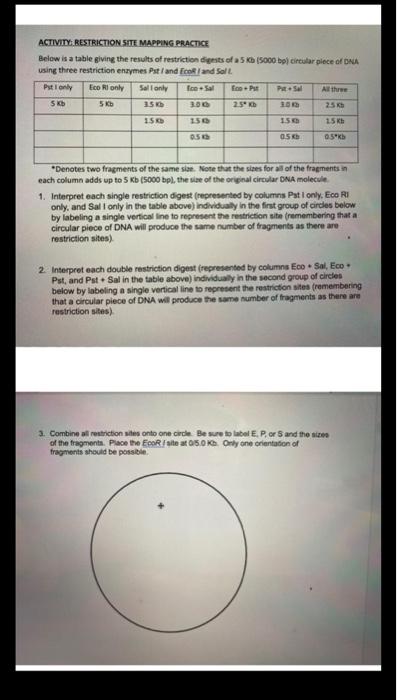 Solved ACTIVITY RESTRICTION SITE MAPPING PRACTICE Below is a | Chegg.com