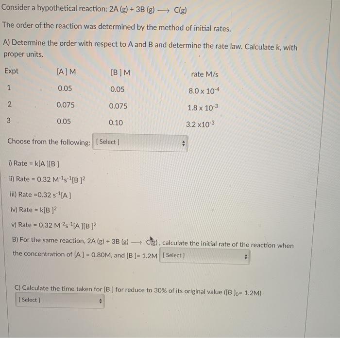 Solved Consider A Hypothetical Reaction 2a G 3b G