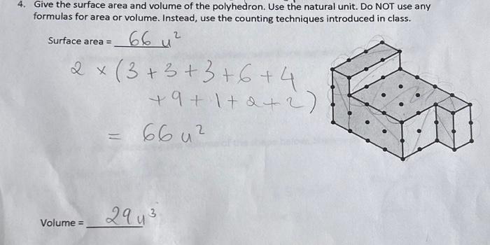 Solved Give the surface area and volume of the polyhedron. | Chegg.com