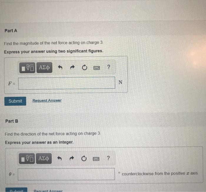 Solved Predict/Calculate Problem 19.83 IP Three charges are | Chegg.com
