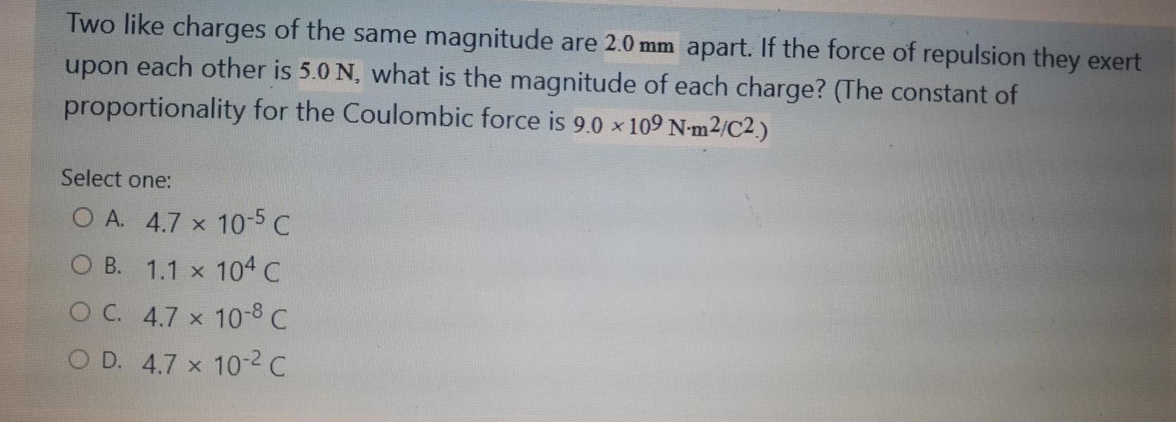 Solved Two like charges of the same magnitude are 2.0 mm | Chegg.com