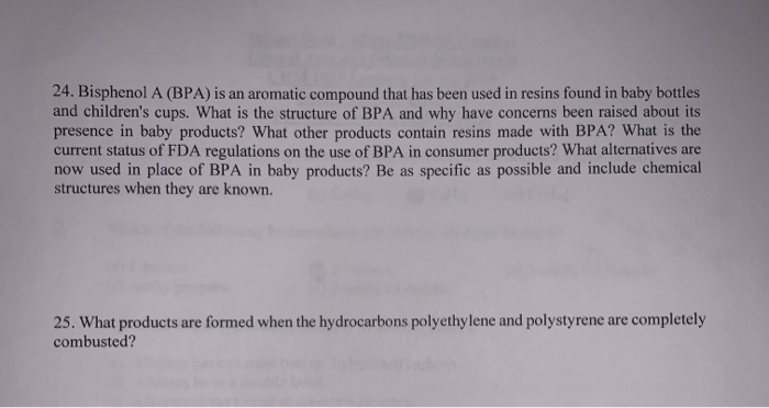 Solved 24. Bisphenol A (BPA) is an aromatic compound that | Chegg.com
