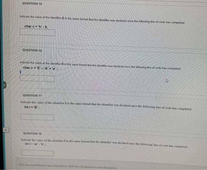 Solved Indicate the value of the identifer C in the same | Chegg.com