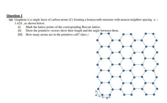 Solved Question 1 (a) Graphene is a single layer of carbon | Chegg.com