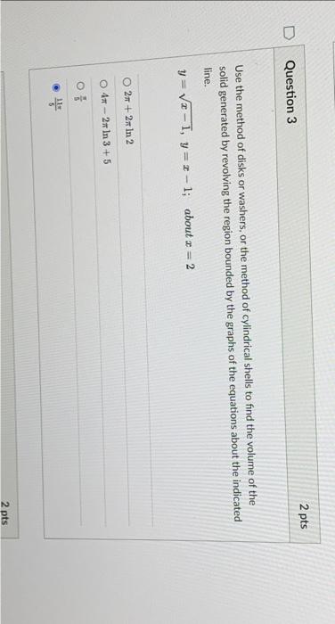 Solved Use the method of disks or washers, or the method of | Chegg.com