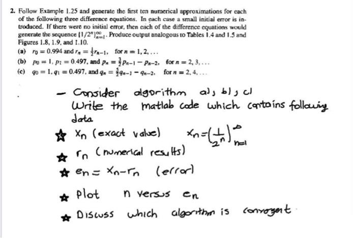 Solved 2. Follow Example 1.25 and generate the first ten | Chegg.com