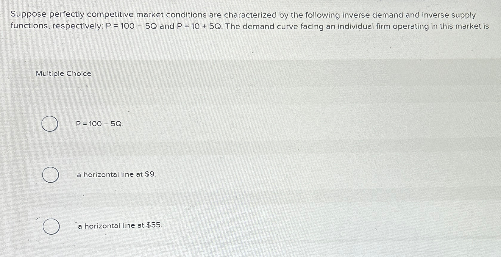 Solved Suppose perfectly competitive market conditions are | Chegg.com