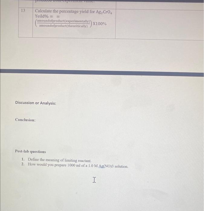 Solved This is our experiment about limiting reactant I want | Chegg.com
