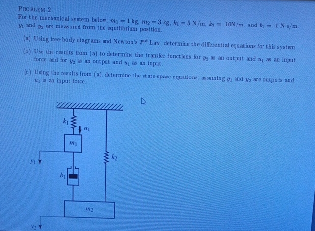 Solved PROBLEM 2For the mechanical system below, | Chegg.com