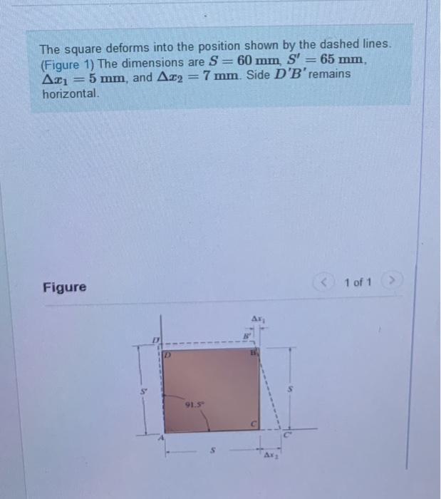 Solved The square deforms into the position shown by the | Chegg.com