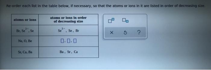 Solved Re-order each list in the table below, if necessary, | Chegg.com