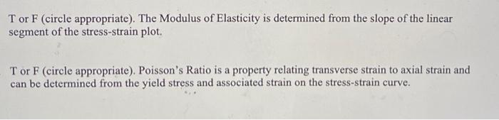 Solved T or F (circle appropriate). The Modulus of | Chegg.com