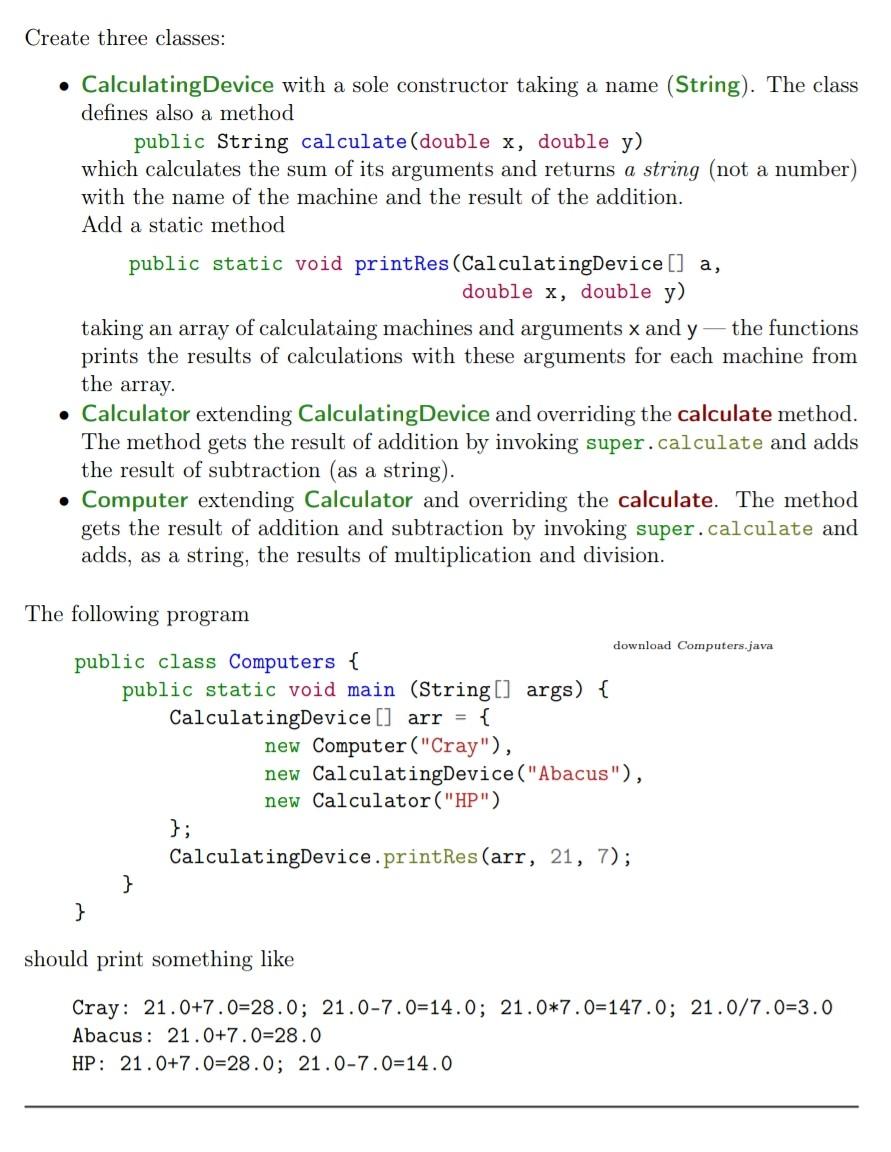 Solved Create Three Classes Calculatingdevice With A Sole 9120