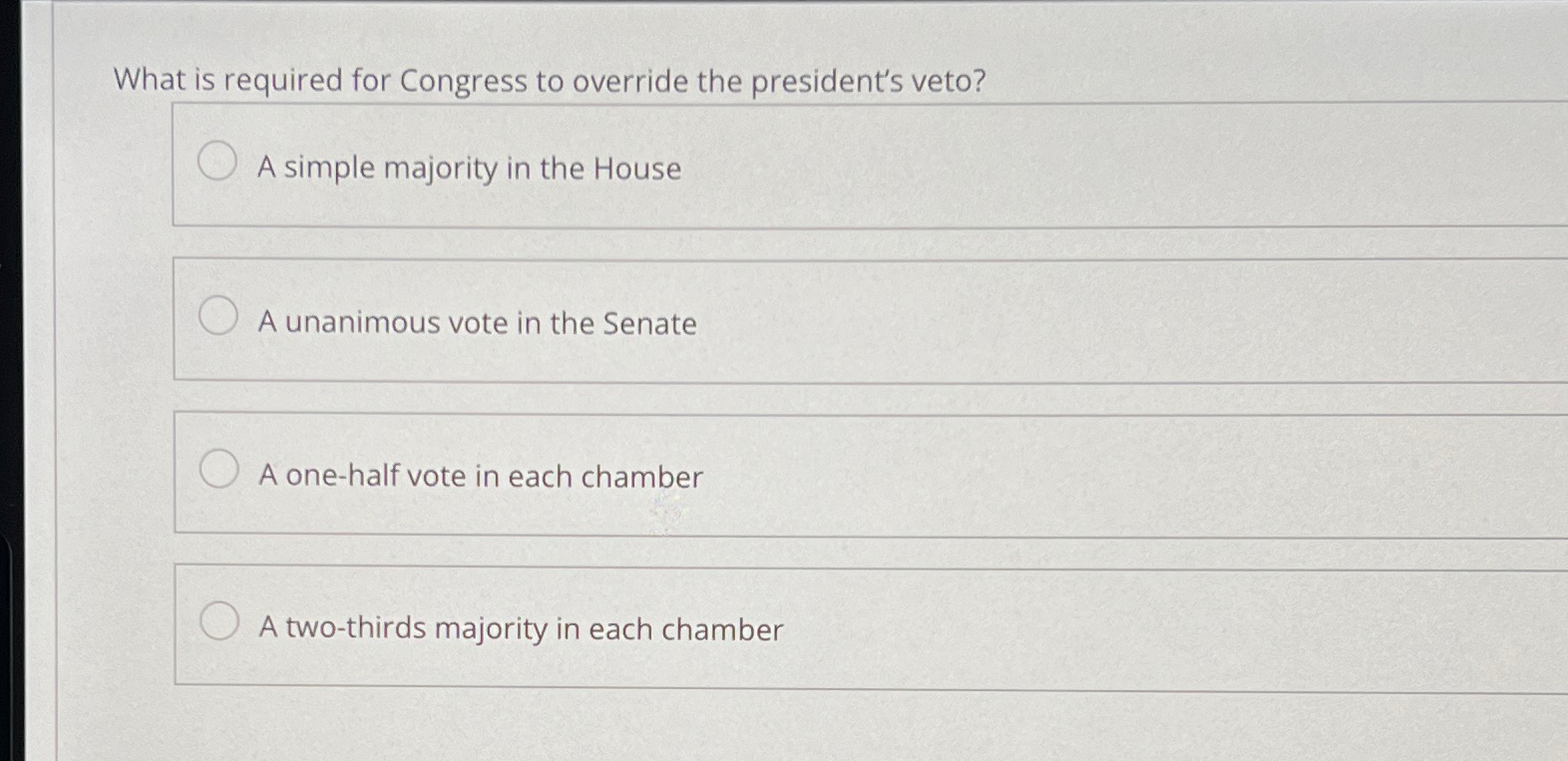 Solved What is required for Congress to override the | Chegg.com