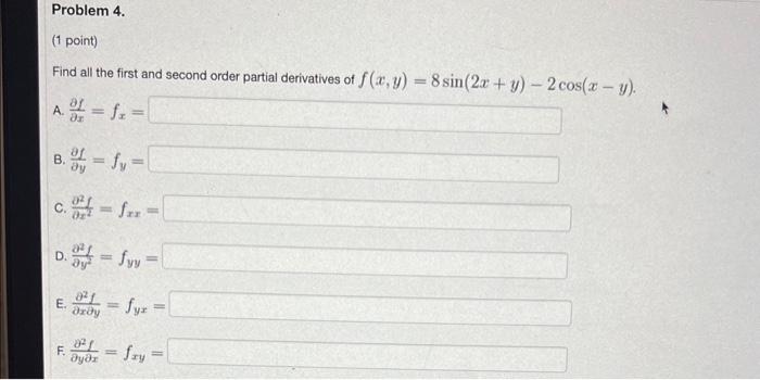 Solved Find all the first and second order partial | Chegg.com