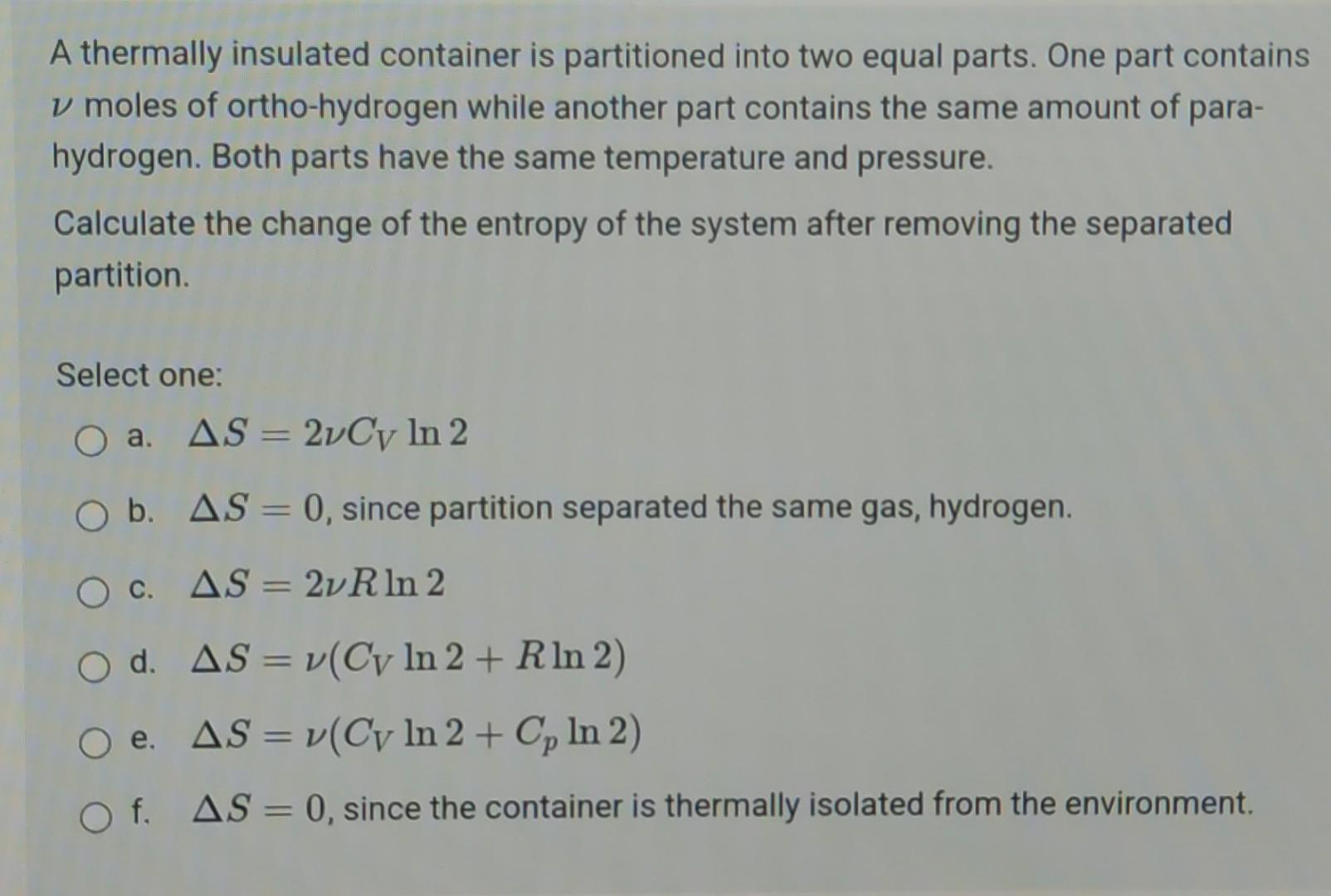 Solved A thermally insulated container is partitioned into | Chegg.com